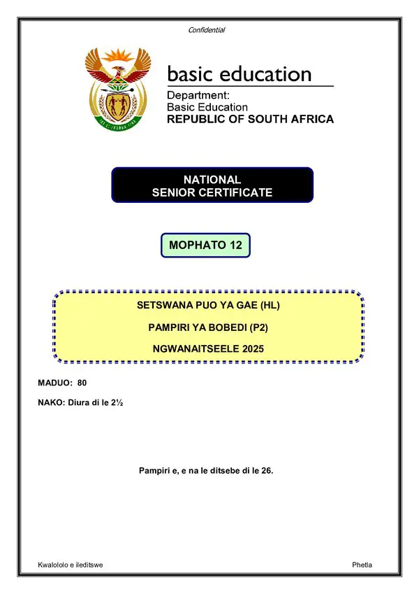 Grade 12 Setswana Past Papers & Memos (CAPS/NSC) 1994-2025 | EduCoast