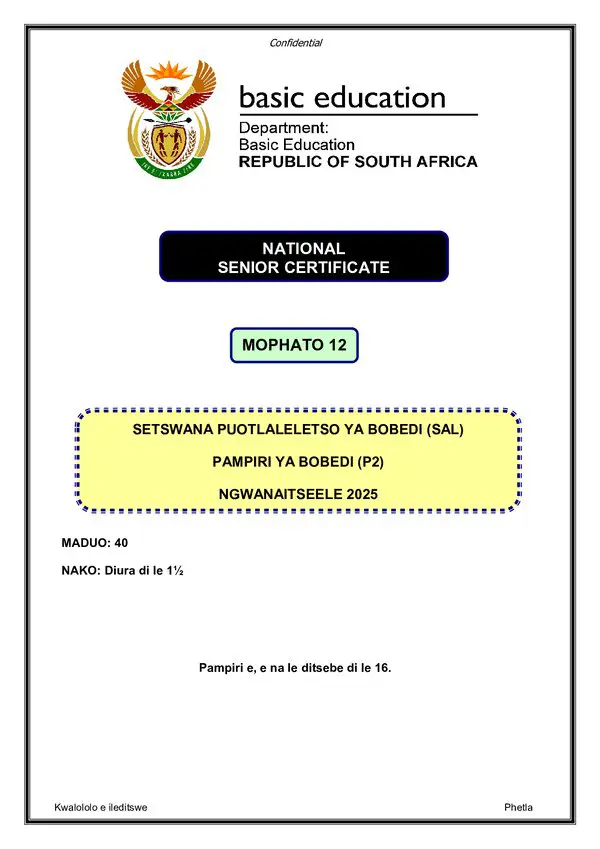 Grade 12 Setswana Past Papers & Memos (CAPS/NSC) 1994-2025 | EduCoast